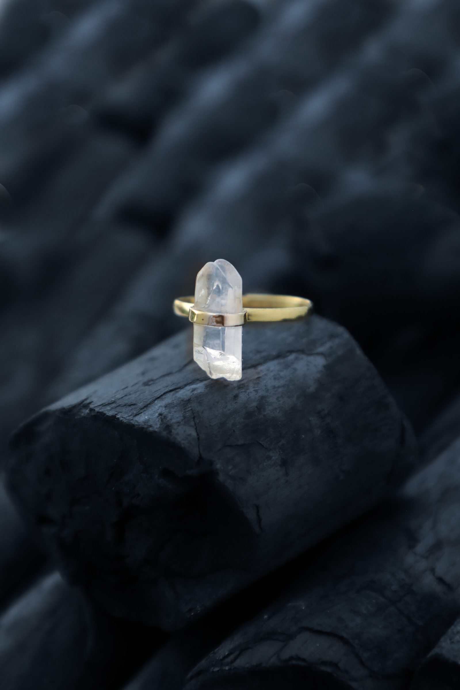 Raw Quartz Crystal Ring - Tribal Desert